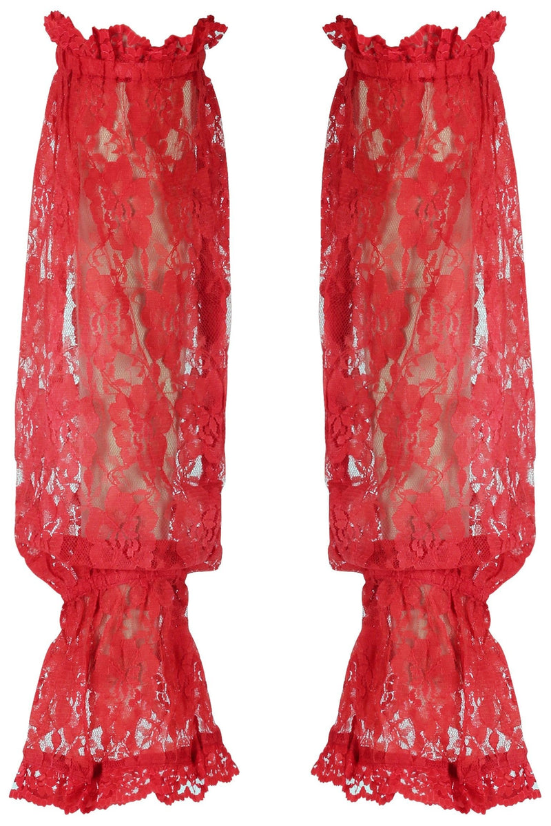 Red Sheer Lace Smocked Sleeves | Daisy Corsets USA