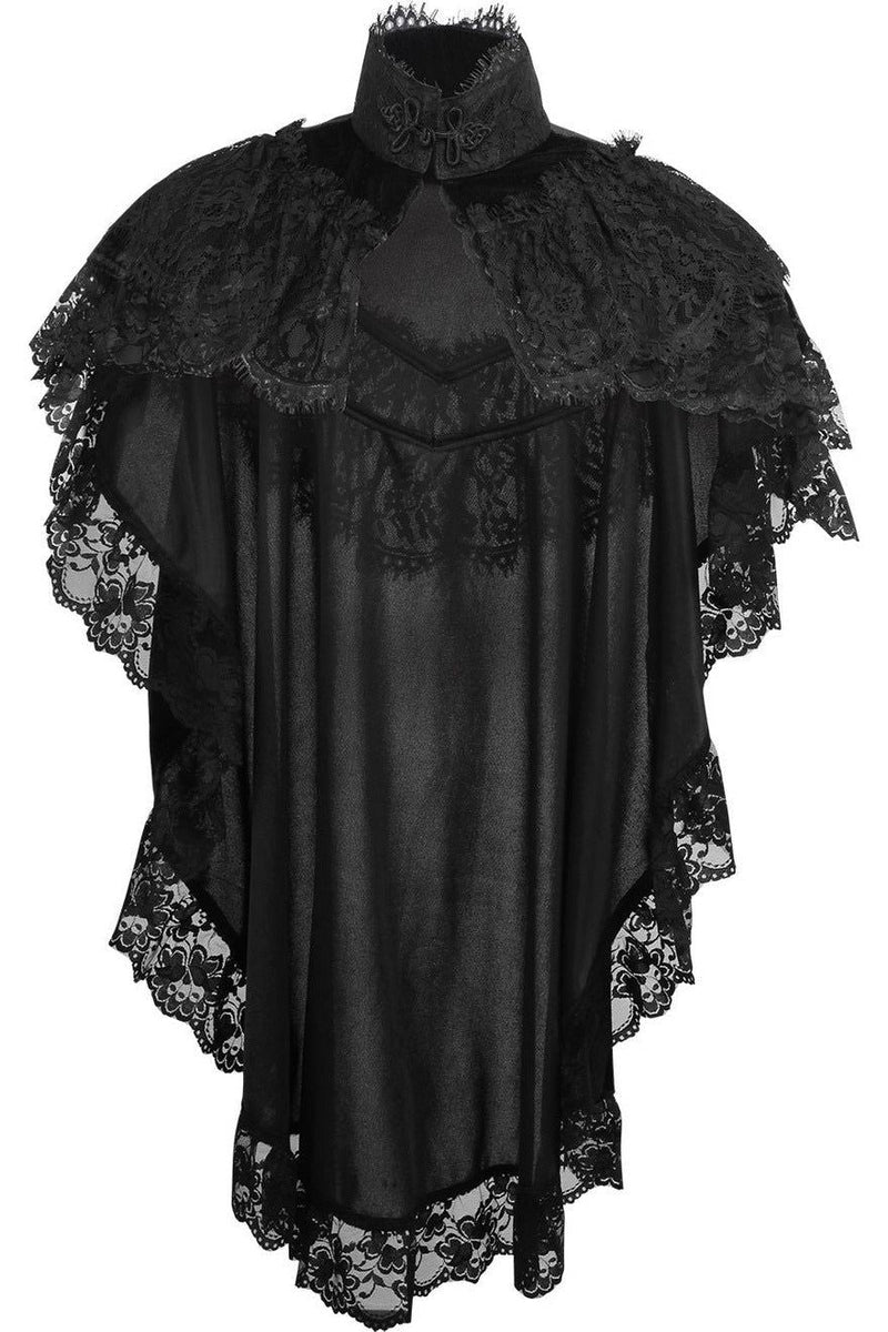 Tapered Black Velvet & Lace Capelet | Daisy Corsets USA