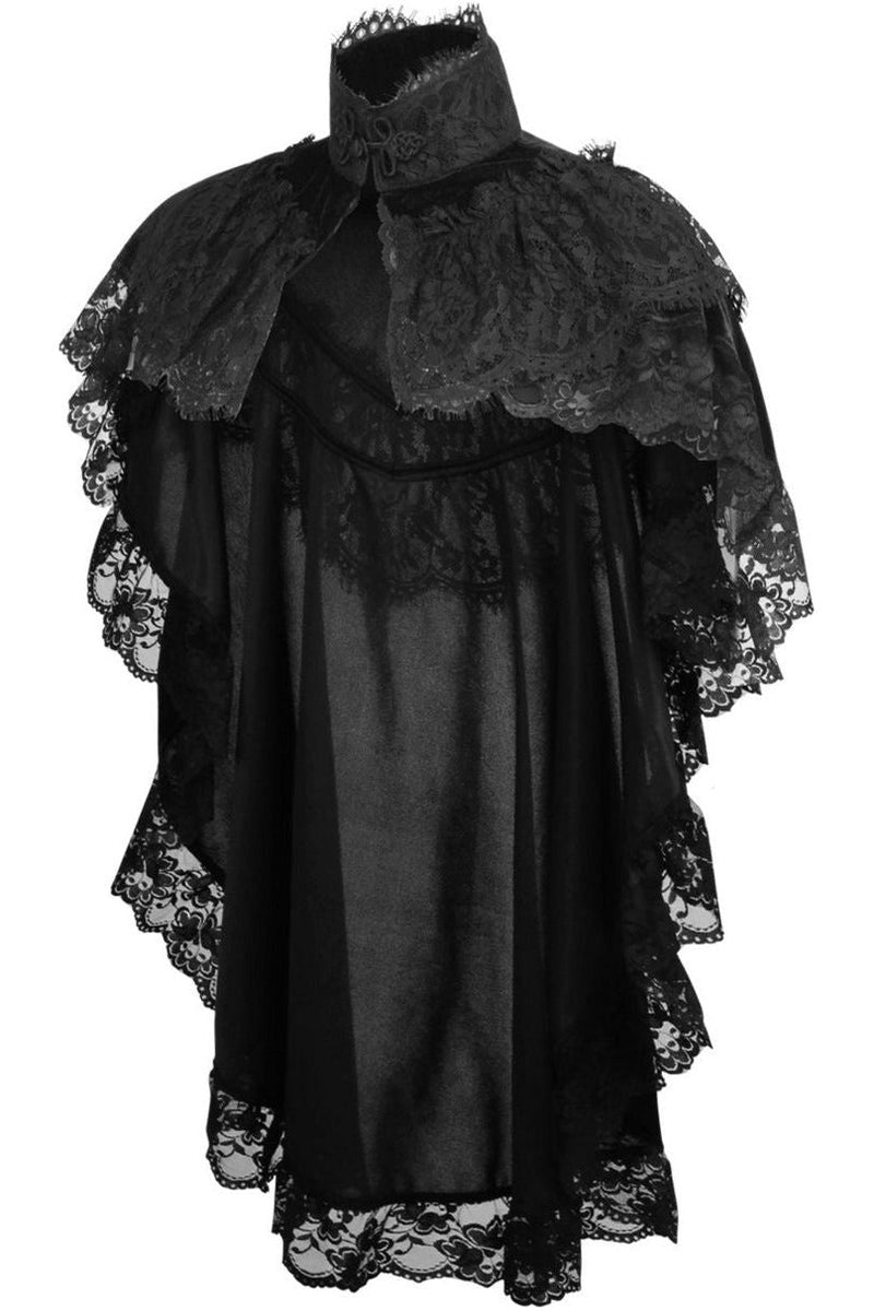 Tapered Black Velvet & Lace Capelet | Daisy Corsets USA