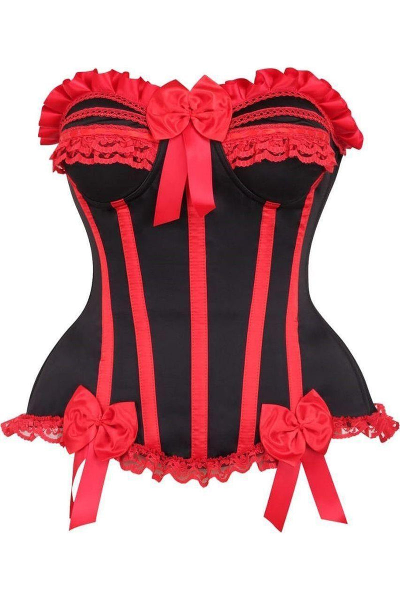 Top Drawer Black/Red Steel Boned Burlesque Corset | Daisy Corsets USA