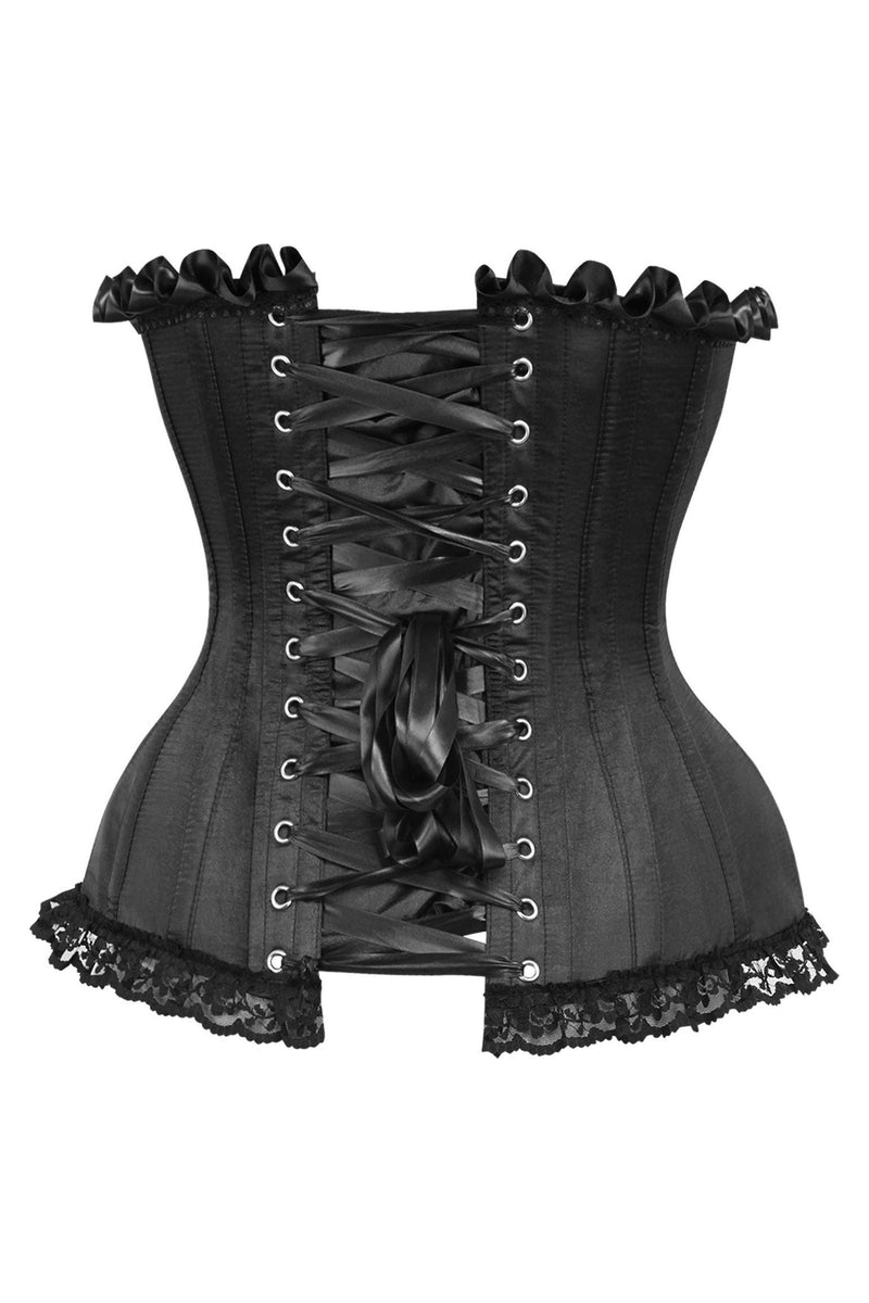 Top Drawer Black Satin Steel Boned Overbust Corset | Daisy Corsets USA