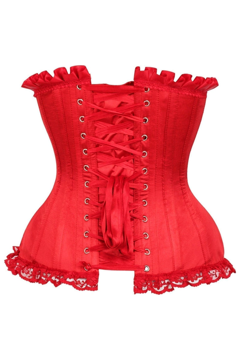 Top Drawer Red Satin Steel Boned Burlesque Corset | Daisy Corsets USA