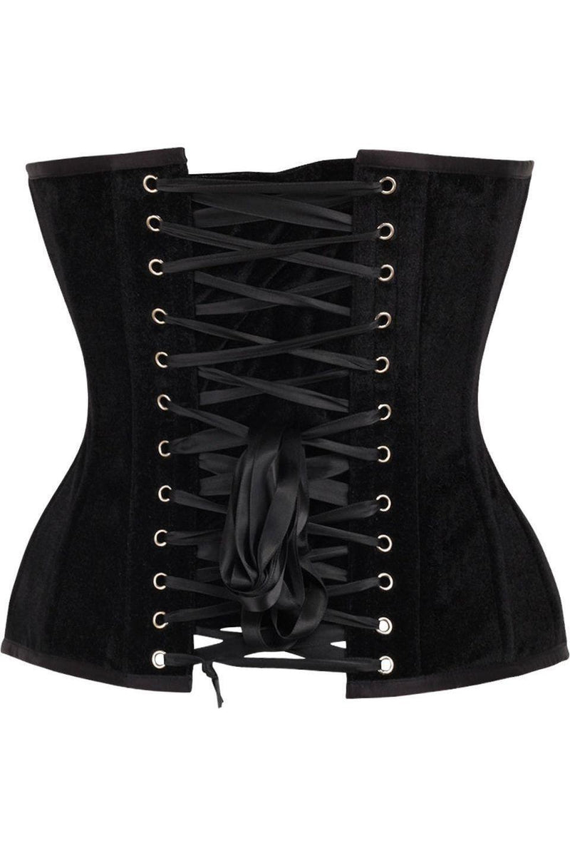 Top Drawer Black Velvet Steel Boned Overbust Corset | Daisy Corsets USA
