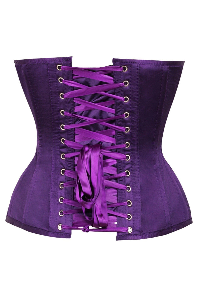 Top Drawer Dark Purple Satin Steel Boned Overbust Corset | Daisy ...