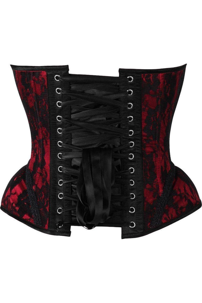 Top Drawer Red w/Black Lace Steel Boned Underwire Bustier Corset ...