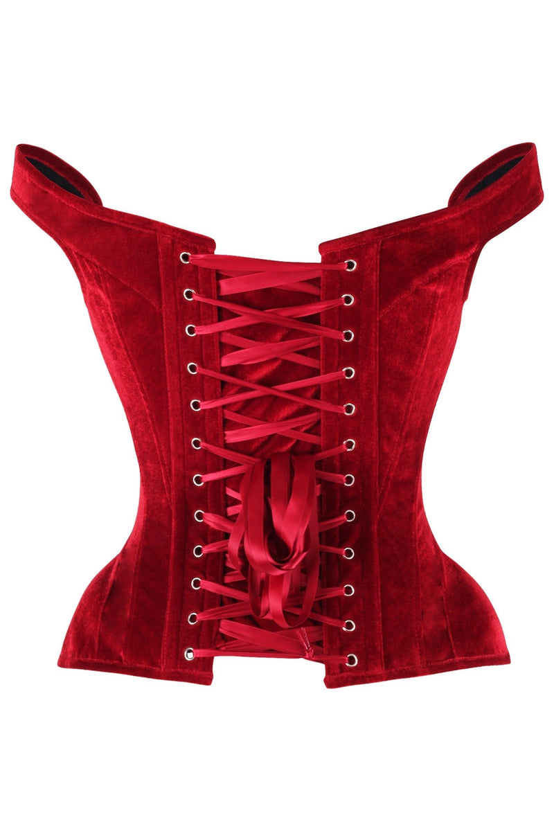 Daisy Corsets Top Drawer Dark Red Velvet Steel Boned Corset w/Straps ...