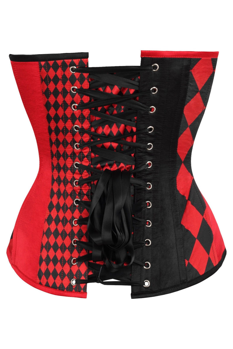 Top Drawer Black/Red Print Steel Boned Corset | Daisy Corsets USA