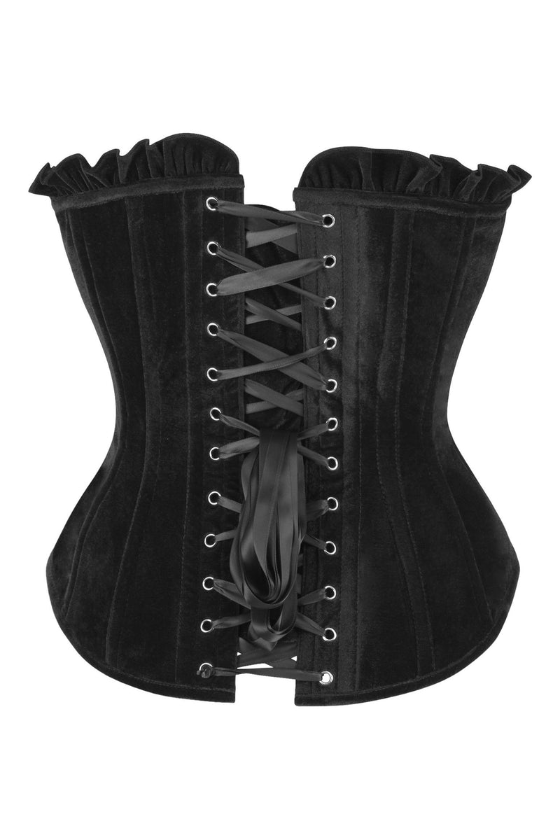 Top Drawer Black Velvet Lace-Up Steel Boned Overbust Corset | Daisy ...