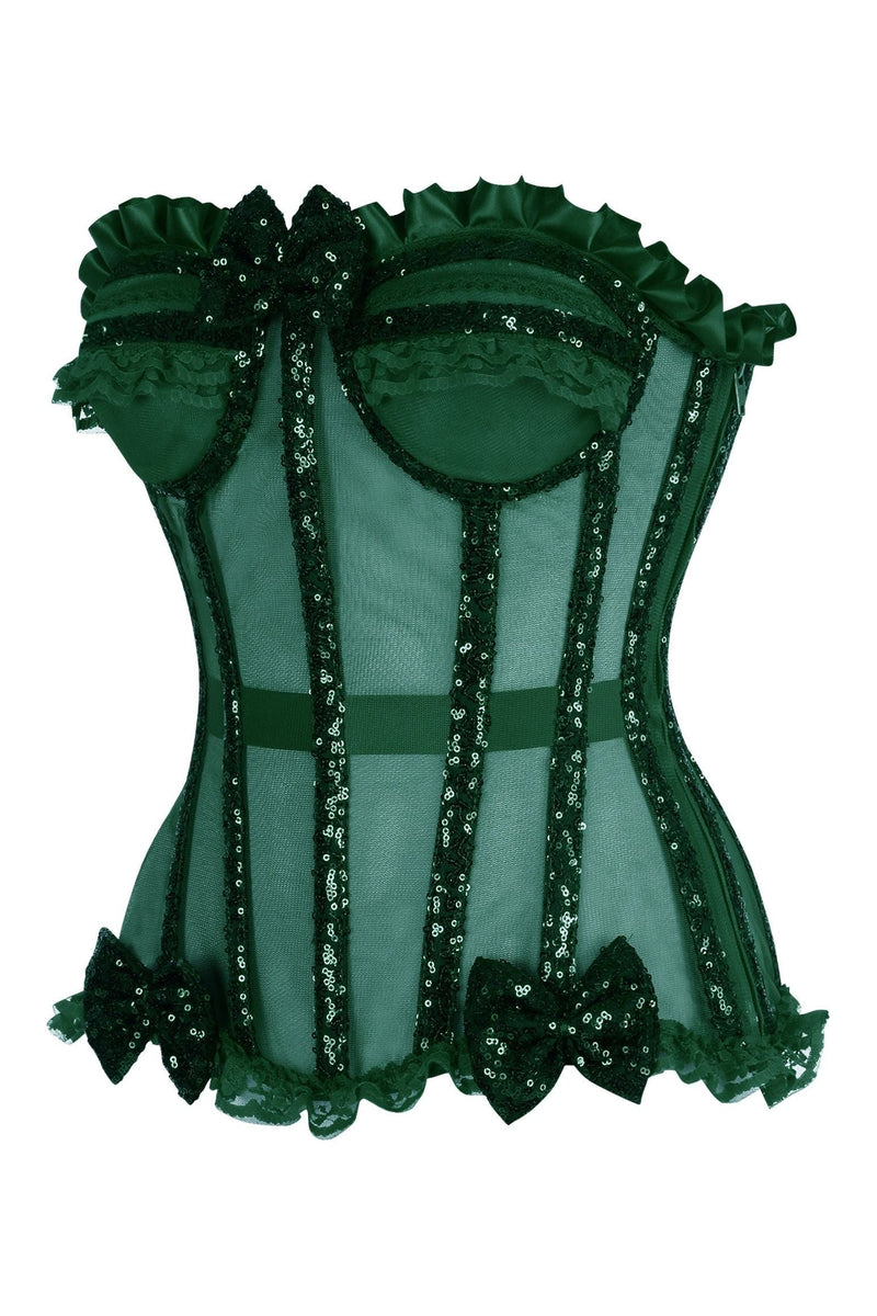 Top Drawer Steel Boned Dark Green Sequin Underwire Bustier Corset ...