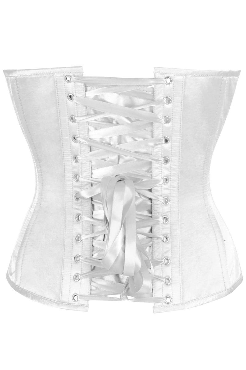 Daisy Corsets Top Drawer White Satin Steel Boned Overbust Corset w/Side ...