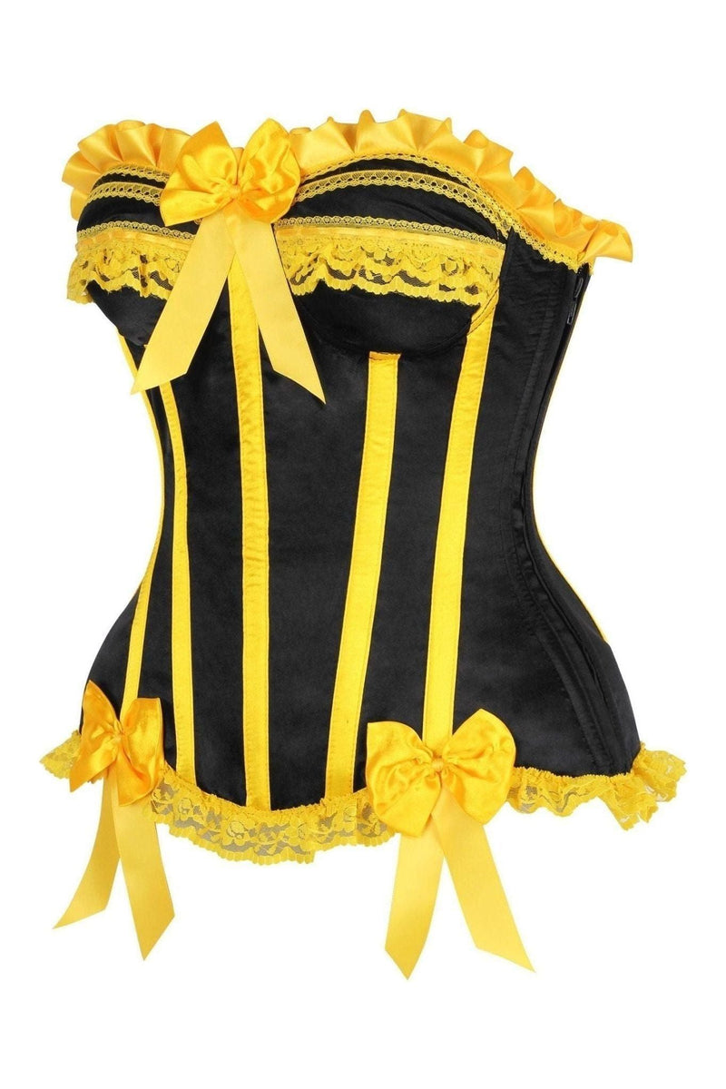 Daisy Corsets Top Drawer Black/Yellow Satin Steel Boned Burlesque ...