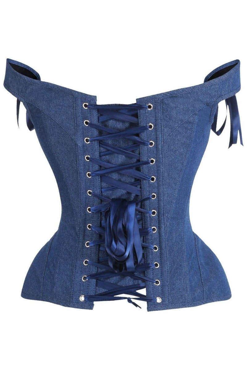 Daisy Corsets Top Drawer Dark Blue Denim Steel Boned Corset w/Straps ...