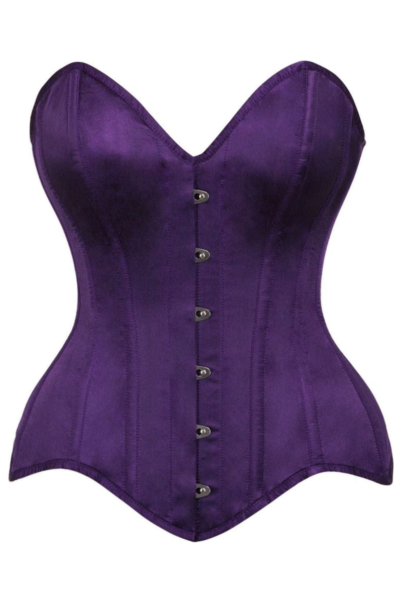 Top Drawer Dark Purple Satin Steel Boned Overbust Corset | Daisy ...