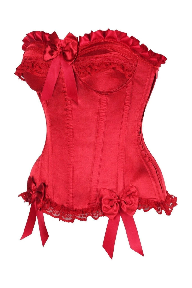 Daisy Corsets Top Drawer Dark Red Satin Steel Boned Burlesque Corset ...