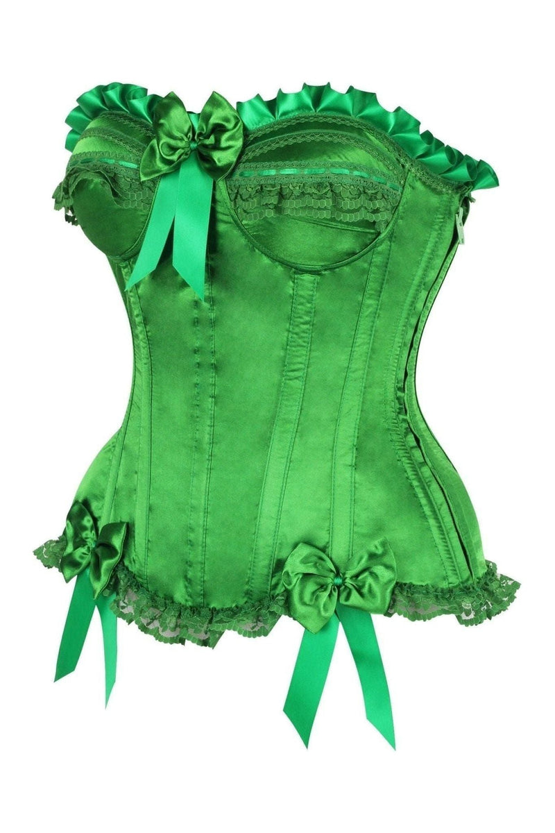 Top Drawer Green Satin Steel Boned Burlesque Corset | Daisy Corsets USA