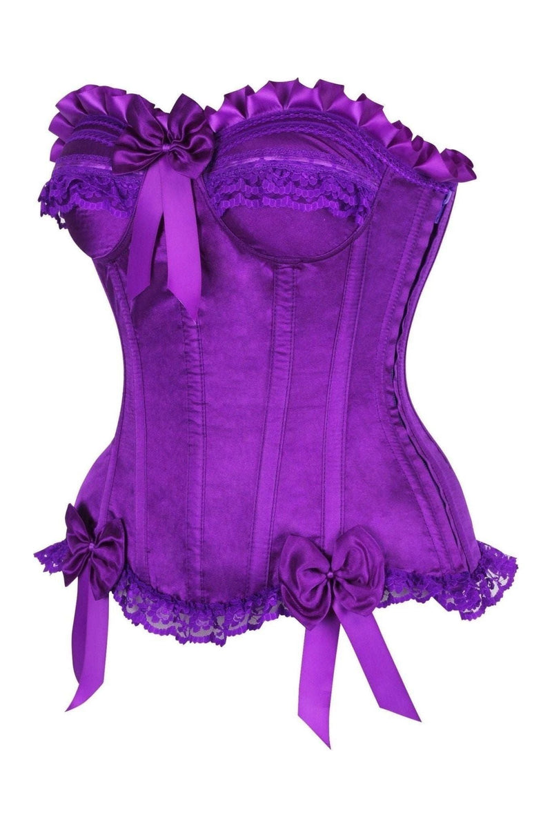 Top Drawer Purple Satin Steel Boned Burlesque Corset | Daisy Corsets USA