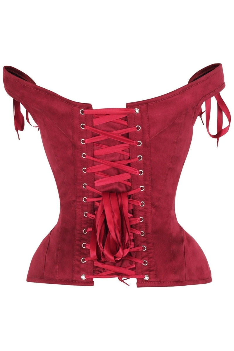 Daisy Corsets Top Drawer Red Suede Steel Boned Corset w/Straps – Daisy ...