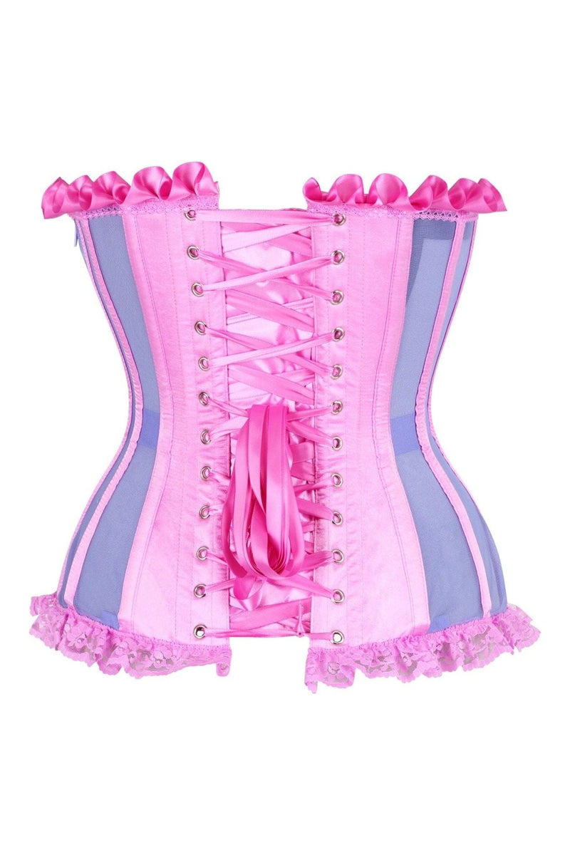 Top Drawer Steel Boned Purple/Pink Mesh Underwire Bustier Corset ...