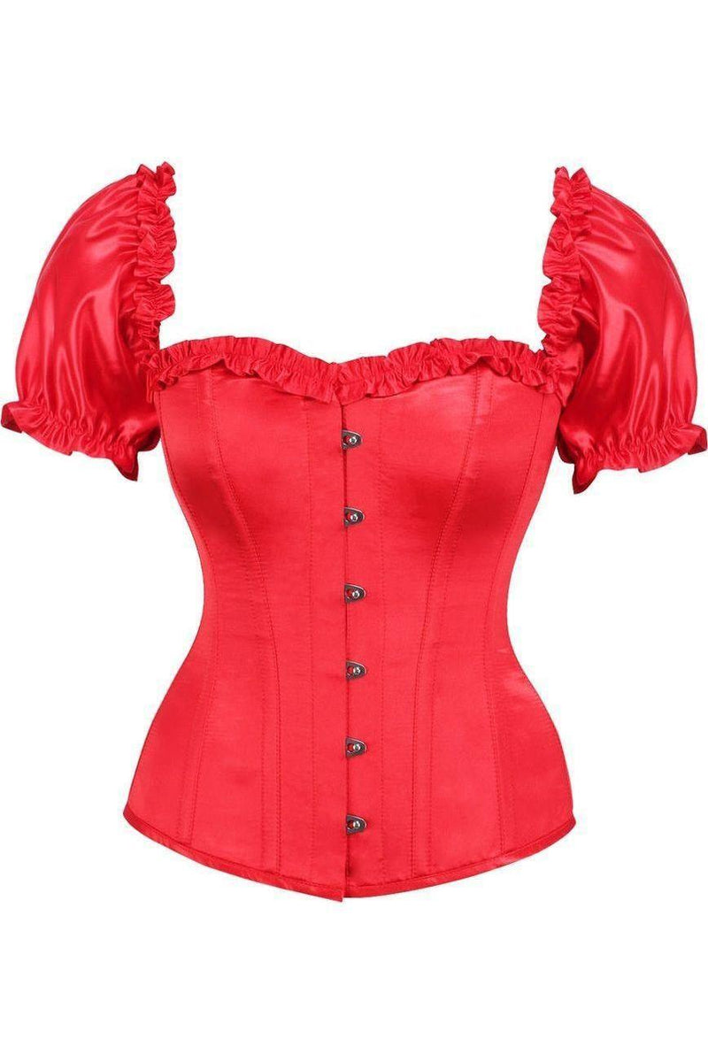 Daisy Corsets Top Drawer Steel Boned Red Satin Overbust Corset w ...